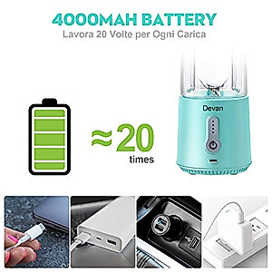 Portable Blender 16.9 Oz Personal Size Blender, Juicer Cup for Juice, Crushed Ice, Smoothies and Shakes, 4000mAh USB Rechargeable with Six Blades, Mini Blender for Sports Travel, Gym and Outdoors