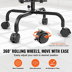 VEVOR Greeting Cards Display Rack, 32 Pockets Rotating Postcard Brochure Display Stand, 360° Spinning Card Display Rack with Sign Holder & 4 Wheels (2 Lockable) for Exhibitions Office Trade Show