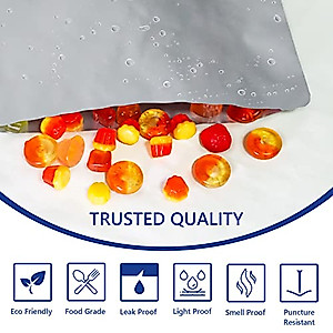 50 Mylar Bags for Food Storage with Oxygen Absorbers 300CC - 1 Gallon Heat Sealable Mylar Bag Smell Proof Bag Reusable Bags Long Term Food Storage Bags