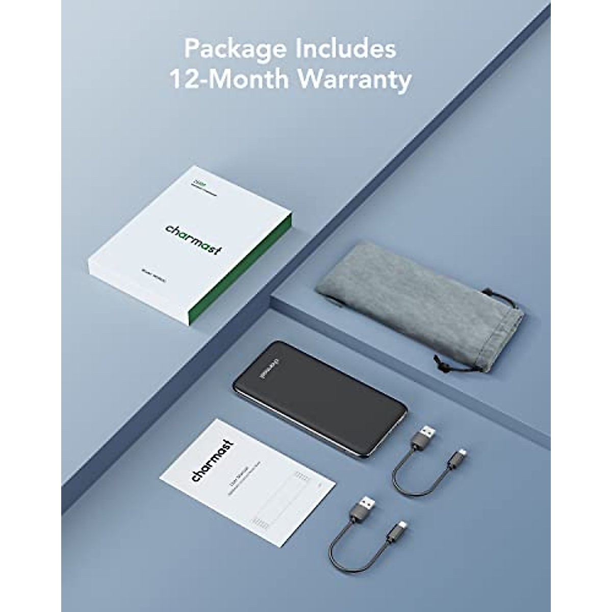 Charmast USB C Power Bank, 26800mAh Portable Charger USB C, Slim Thin 3A High-Speed Battery Pack Type C with 3 Input & 4 Output Compatible with iPhone, iPad, Samsung, Pixel More