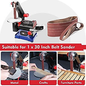 WORKPRO 36 Pack 1 x 30 Inch Sanding Belts, Sandpaper Kit, Aluminum Oxide Abrasive Belts, 6 PCS Each of 60/80/120/180/240/400 Grit, Belt Sander Tools for Woodworking, Metal Polishing, Knife Sharpening