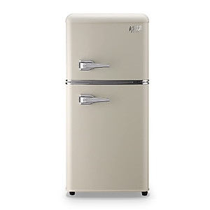 KRIB BLING 3.5 Cu.Ft Compact Refrigerator Mini Fridge with Freezer,7 Level Adjustable Thermostat Removable Shelves Small Refrigerator for Office Dorm Apartment White, Cream (KB02 FLS-80-CREAM)
