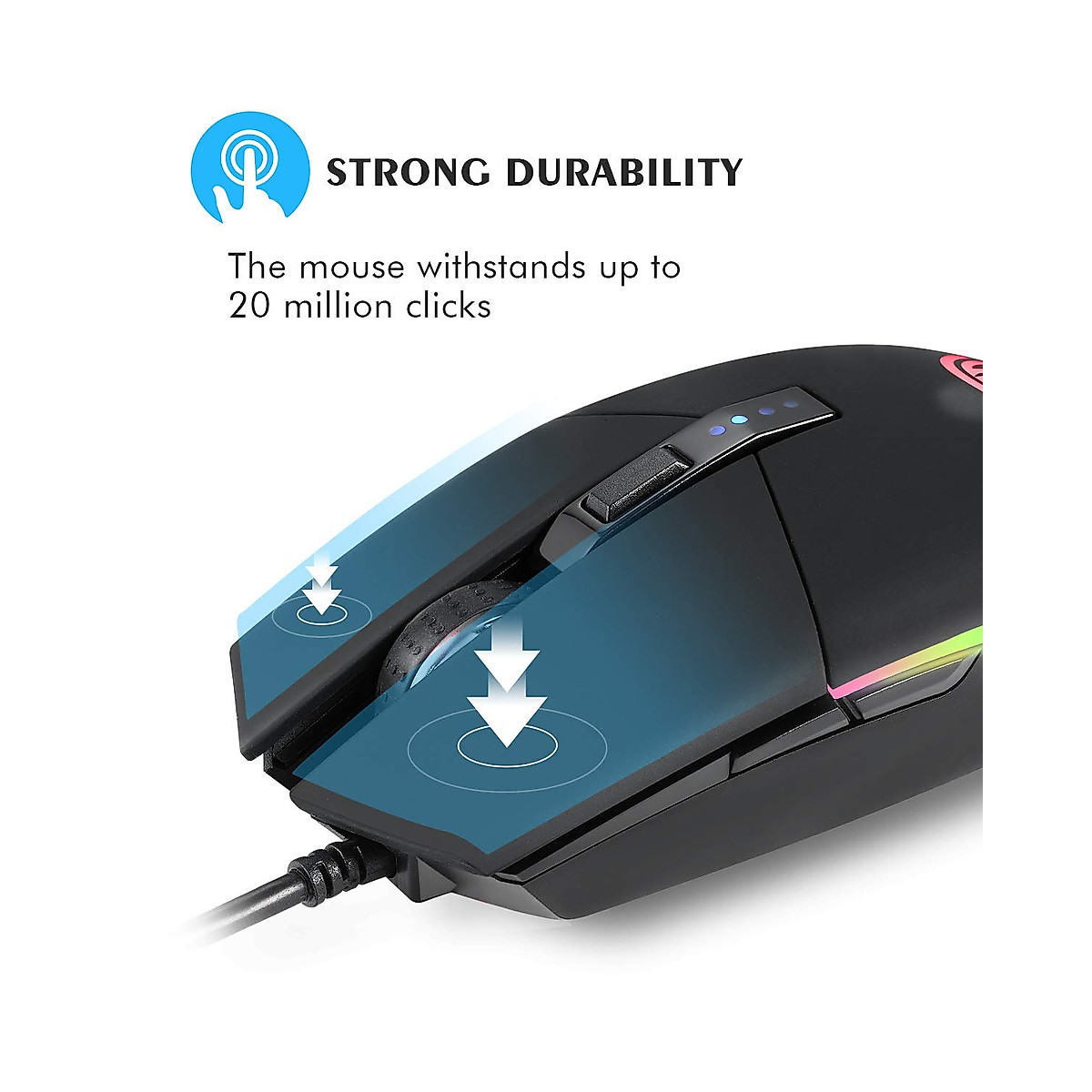 EasySMX V50 RGB Wired Gaming Mouse, Ergonomic Computer Mouse with 5 Programmable Buttons, 22 Preset Macros for PUBG, 5 DPI Settings, LED Backlit USB Mouse for Laptop/PC/Windows/Linux/Mac