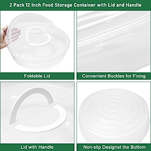 Aufind 12" 2 Pack Pie Carrier with Lid and Insulated Food Carrying Case Bag, Reusable Food Storage Containers for Pies, Cheesecake, Pizza, Nuts Fruit Perfect Gifts