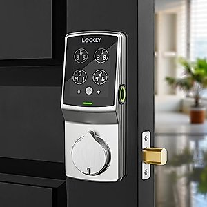 Lockly Secure Plus, Keyless Entry Door Lock, Smart Locks for Front Door, Smart Lock Deadbolt, PIN Genie® Keypad, 3D Biometric Fingerprint Sensor, Auto Lock Smart Door Lock (Satin Nickel)
