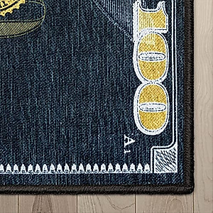 Well Woven Money Collection Dollar Front 2' x 5' Black Gold Runner Rug