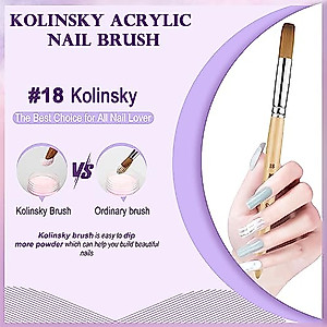 Acrylic Nail Kit, Acrylic Powder and Acrylic Liquid Monomer Set with Nail Prep Primer Top Coat Kolinsky Brush Nail Glue Tips Acrylic Nail Kit with Everything for Beginners