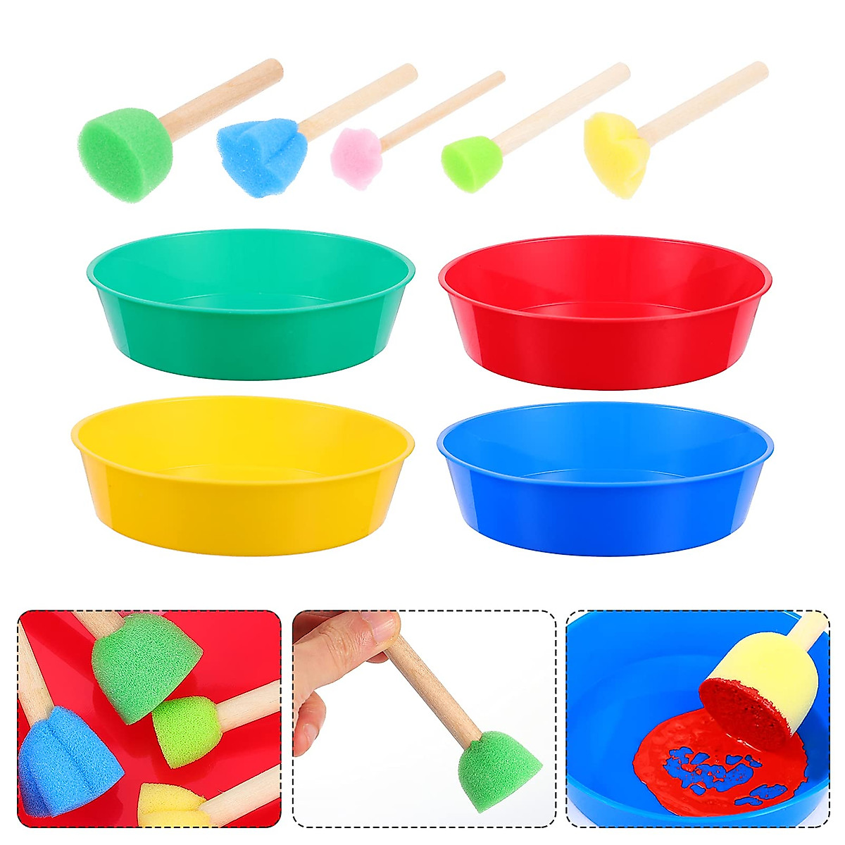EXCEART 1 Set Palette Bowl Foam Sponge Paint Brush Kids Painting kit Pigment Tray Acrylic Detail Brush Nail Bowl Cup Mixing Palette Kids Art Supplies Nail Brush Miniature Plastic Child