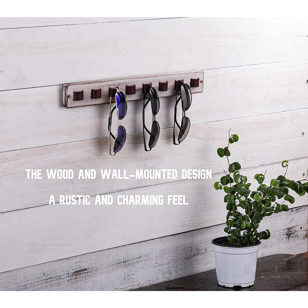 KELEQUI ZAP Sunglasses Organizer for Wall Rustic Home Decor Wood Eyeglass Display Farmhouse Wall Mounted Eyewear Rack Sunglass Holder for Multiple Glasses Unique Birthday Gifts for Dad Husband