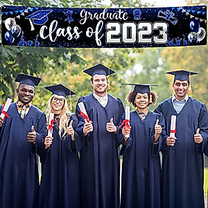 Class of 2023 Banner Decoration-Graduation Party Supplies,Large Congrats Grade Yard Sign Banner for 2023 Graduation Party Decoration (Blue 2023)