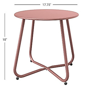 Grand patio Outdoor Side Table 18-inch Round End Table Accent Table for Bistro Balcony Apartment Rose Dawn