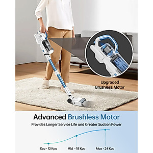 FABULETTA Cordless Vacuum Cleaner for Home, Up to 45 Min Runtime 6 in 1 Stick Vacuum Cleaner with Detachable Battery, Super Lightweight, Great for Pet Hair & Carpet & Hard Floor,White