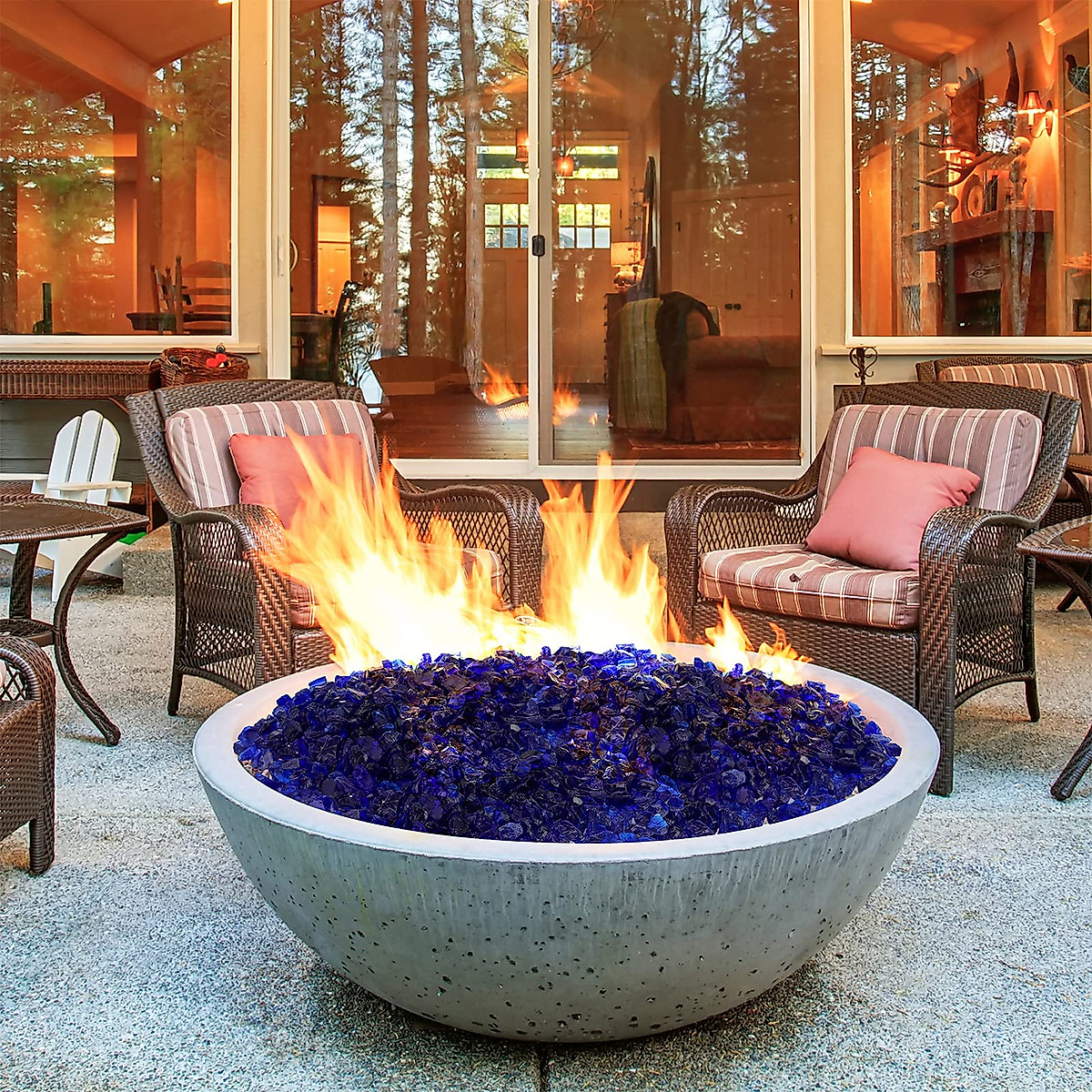 Mr. Fireglass Recycled Fire Glass for Natural or Propane Fire Pit Fireplace Gas Log Sets, 10 Pounds, Cobalt Blue