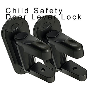 Eiarrnp Door Lever Lock Child Proof - 2 Pack Black Door Locks for Kids Safety - Childproof Door Handles Lock with Adhesive