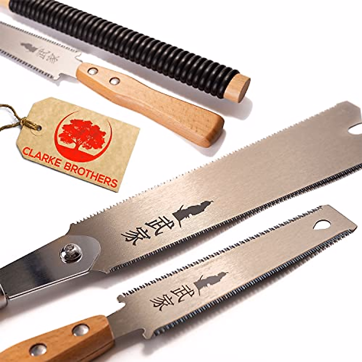 Set of 2 - Ryoba Japanese Pull Saw 9.5 Inch and Flush Cut Saw 6 Inch – Woodworking Tools Ryoba Table Saw – Steel Blades and Wood Handles, Handsaw 2 Cutting Edges– Japanese Hand Saw for Carpentry, DIY