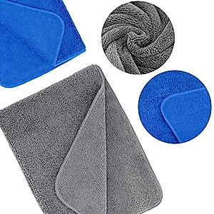 ProHomTex Microfiber Cleaning Towels, Set of 24, for House, Office & Auto, Dark Grey & Dark Blue (16" x 16")