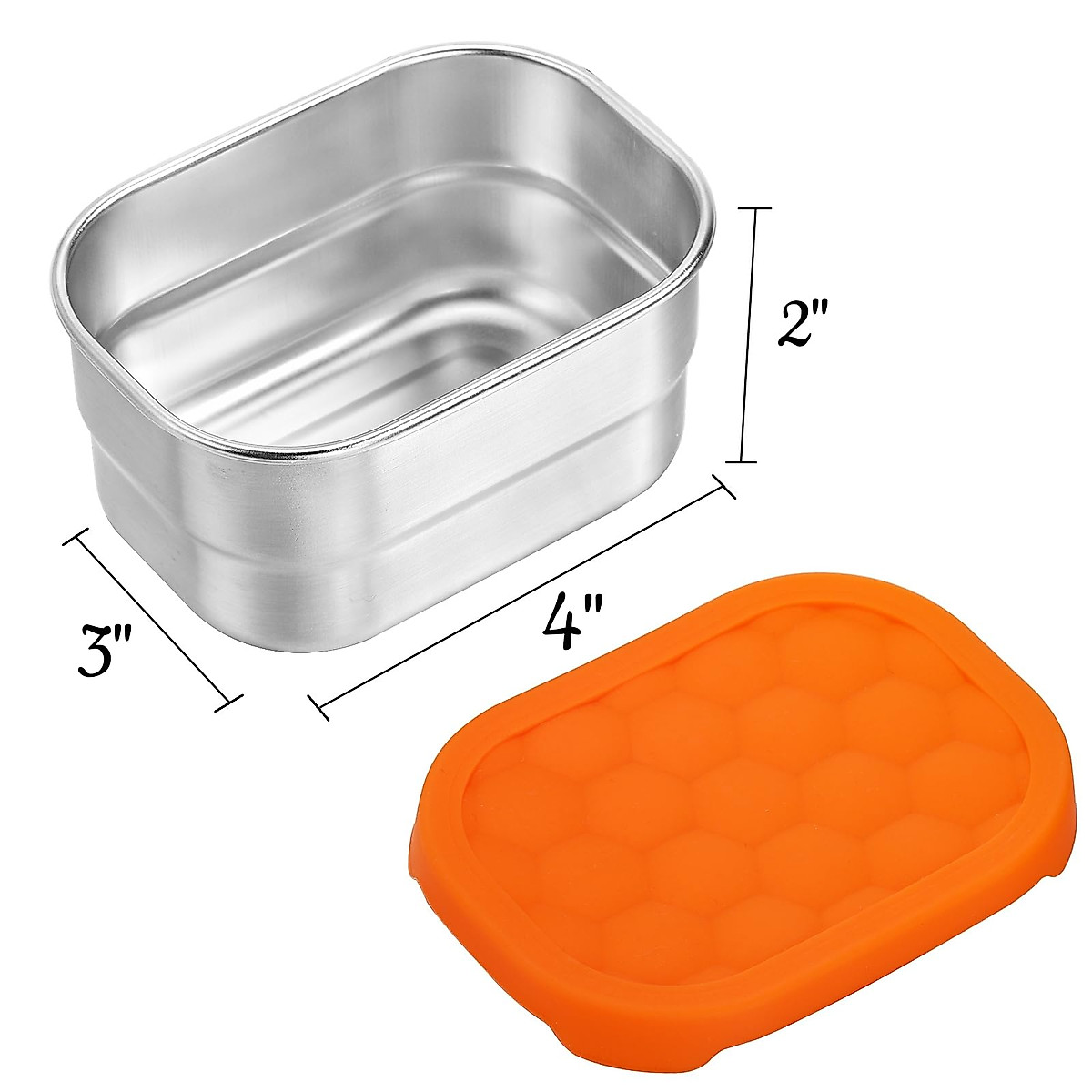 Goaste 4 Pack Stainless Steel Containers, 8 OZ Small Snack Container with Silicon Lids, Leakproof Sauce Dip Containers, Kids Lunch Box Food Container for School, Picnics, Camping Trips, Rectangle