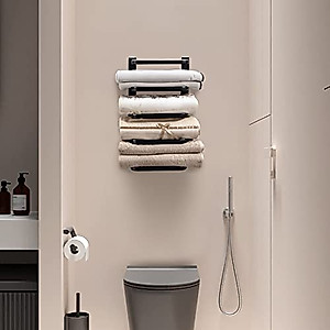 EAPC Towel Racks for Bathroom, Towel Rack Wall Mounted with 2 Towel Hooks, Adhesive No Drilling & Drilling Bathroom Towel Holder Organization Shelf for Washcloths Hand or Bath Towels