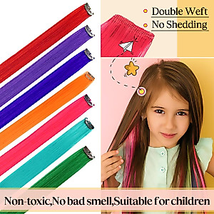 Colored Clip in Hair Extensions 22" 10pcs Straight Fashion Hairpieces for Party Highlights Green