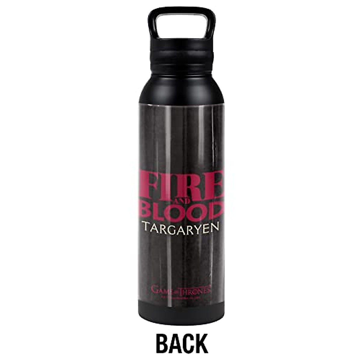 Game of Thrones OFFICIAL Targaryen Sigil 24 oz Insulated Canteen Water Bottle, Leak Resistant, Vacuum Insulated Stainless Steel with Loop Cap, Black