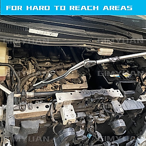 GIMYUAN Mangetic Wrench Extender Bar, 13.5 Inch Extension Wrench Tool with 1/2 Inch Square Hole for Universal Wrenches Mechanic Torque Multiplier Tool, Silver