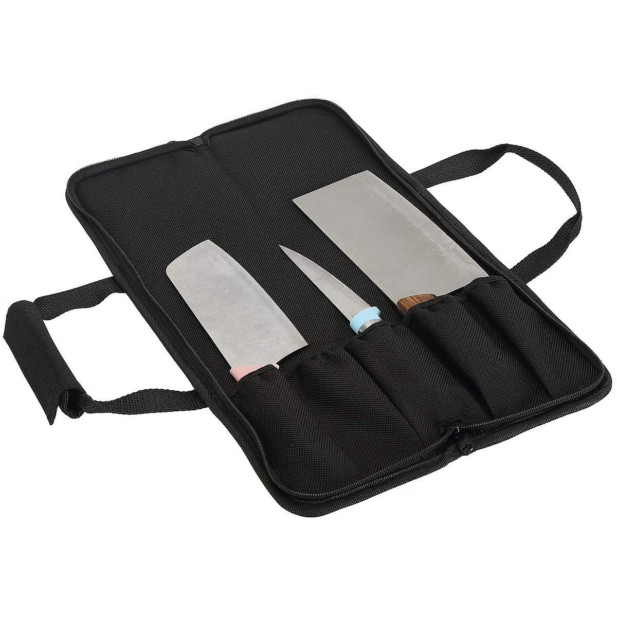 Tosnail 5 Slots Chef Knife Case Roll Bag with Easy Carry Handle - Yellow Line