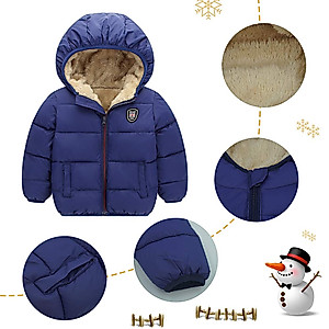 Happy Cherry Boys Blue Winter Hooded Bubble Coat Warm Down Jacket Thick Outerwear for 6 to 7 years old