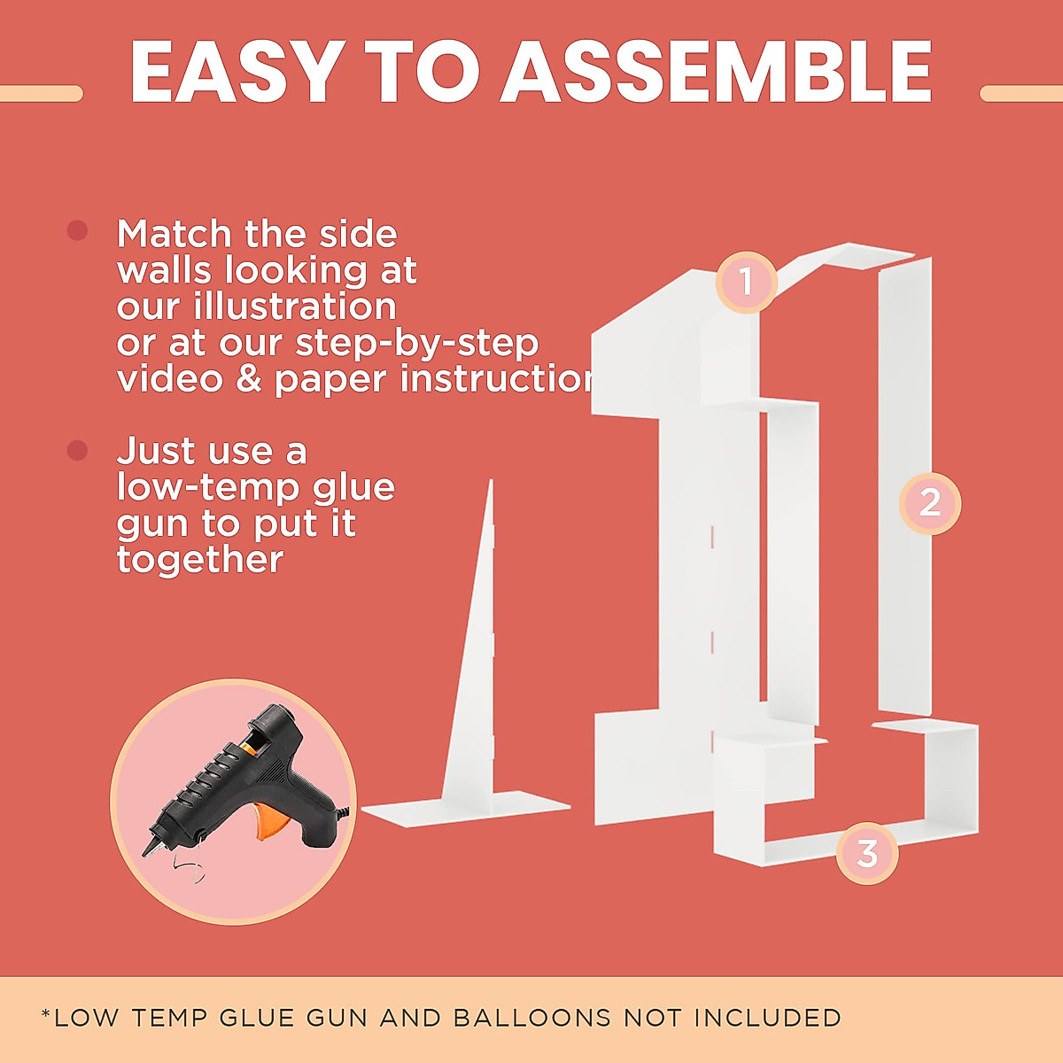 Super Easy Assembly 3FT Large Marquee Numbers - Number 1 Balloon Frame - Mosaic Numbers For Balloons - Ideal Number One Balloon Frame for First Birthday Decorations - Numero 1 Para Decoracion