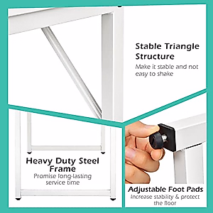 Tangkula White Computer Desk, Study Writing Desk W/Heavy Duty Steel Frame, Modern Simple Style Laptop Table for Home Office, Easy Assembly