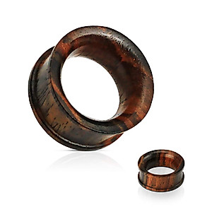 Concave Double Flat Flared Tunnel Organic Sono Wood Plug (1" (25mm))