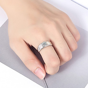 Dankadi Noble Men & Women Solid 925 Sterling Silver Ring Glittering 5A Cubic Zircon Inlaid Wedding Ring - index finger or Ring Finger Sizes 7-13# Fashion Jewelry Gift Party Accessories (13)