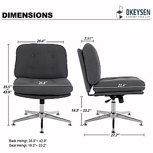 Okeysen 360° Swivel Accent Chair, 7.11’’ Thicken Tufted Upholstered Reading Chair with Rocking Mode, Living Room Chair with Five-Star Base, Office Desk Chair no Wheels for Living Room, Bedroom, Office