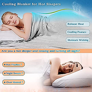 Kpblis Cooling Bamboo Blankets for Hot Sleepers, Lightweight Summer Big Cool Blankets Queen Size, Thin Bamboo Extra Cool Throw Blankets for Hot Flashes (79x91 inches, Light Grey)