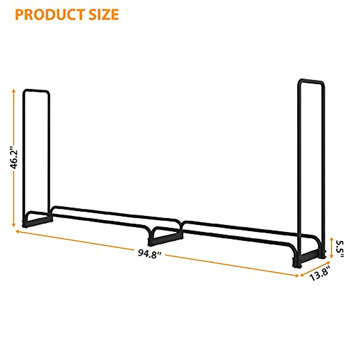 Eurmax USA Firewood Rack Outdoor Log Rack Holder Fireplace Heavy Duty Wood Stacker Storage Rack Holder Steel Tubular Wood Pile Racks Bonus Carry Bag and Strong Belt (8ft)