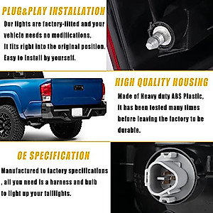 Boine Compatible With 2016 2017 2018 2019 2020 2021 Toyota Tacoma Pickup Right Passenger Side Red Tail Light Housing Replace 81550-04170