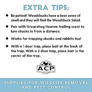 Animal Control Products Woodchucks Deluxe Variety Pack | Woodchuck Salad Paste Bait 8oz & Groundhog Heaven Trailing Scent 5oz for Woodchucks Groundhogs Rabbits