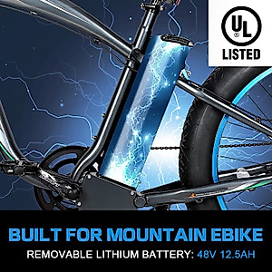 ECOTRIC Electric Bike 26" Fat Tire 750W Electric Bicycles 48V 13AH Removable Large Battery Beach Snow Mountain E-Bike for Adults UL Certified with Dual Shock Absorber & Shimano 7-Speed