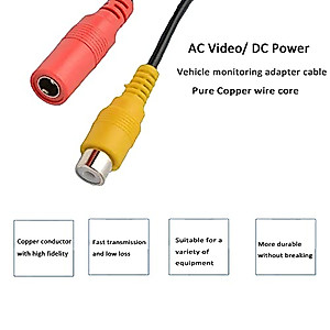RCA+AV to M12 4 Pin Monitor Cable，4 Pin Male to RCA Female Adapter+DC Male Connector Monitor/Camera Adapter， for Cord for Car Camera（2psck）