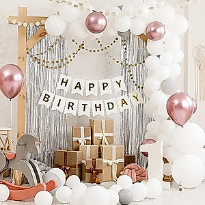 RUBFAC White Balloons, 146 pcs Different Sizes Pack of 36 18 12 10 5 Inch for Balloon Garland or Balloon Arch as Graduation Wedding Birthday Baby Shower Anniversary Party Decorations