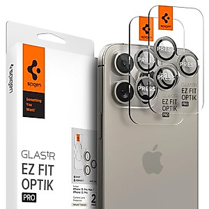 Spigen Camera Lens Screen Protector [GlasTR EZ Fit Optik Pro] Designed for iPhone 15 Pro Max/iPhone 15 Pro [Case Friendly] - Natural Titanium [2 Pack]