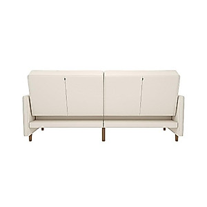DHP Andora 76 Inch Futon Sofa Bed in Faux Leather, Modern Upholstered Couch Sleeper with Button Tufted Back and Seat, White