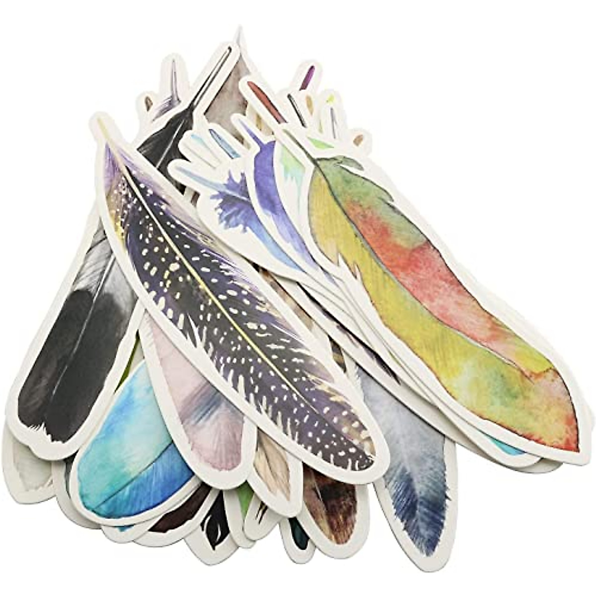 TAODAN 2 Boxes/60PCS Bookmark Colorful Feather Paper Reading Bookmarks Creative Novelty Book Page Marker Stationery Supplies