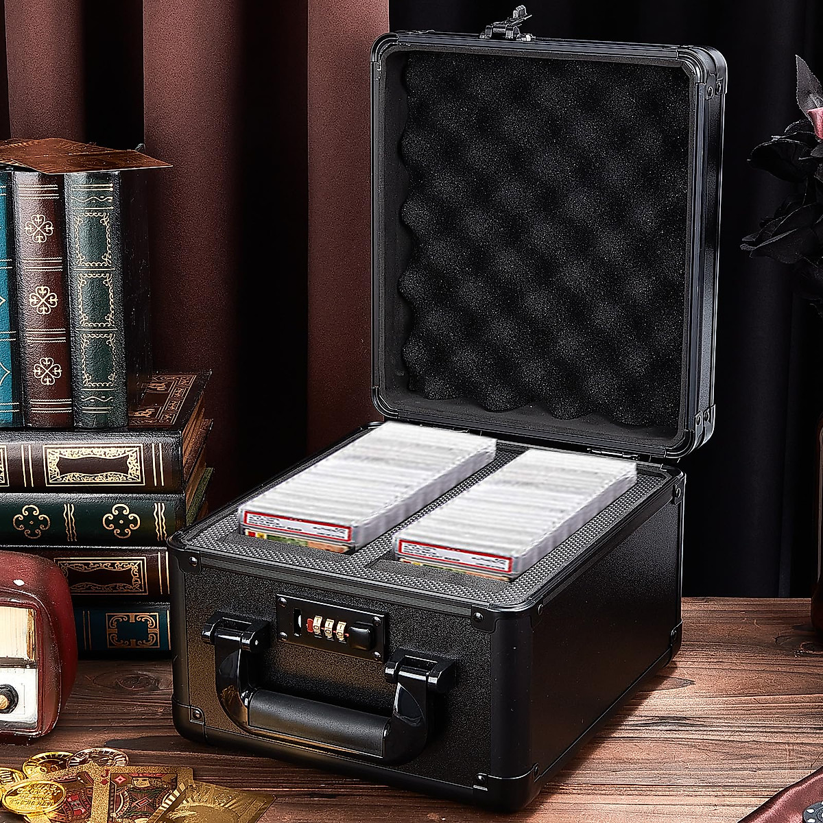 Maitys Graded Card Storage Box, Waterproof Sports Card Display Case, Graded Card Slab Carrying Case Compatible with FRS Graded Sports Trading Cards(9 x 10 x 7 inch, 2 Slot)