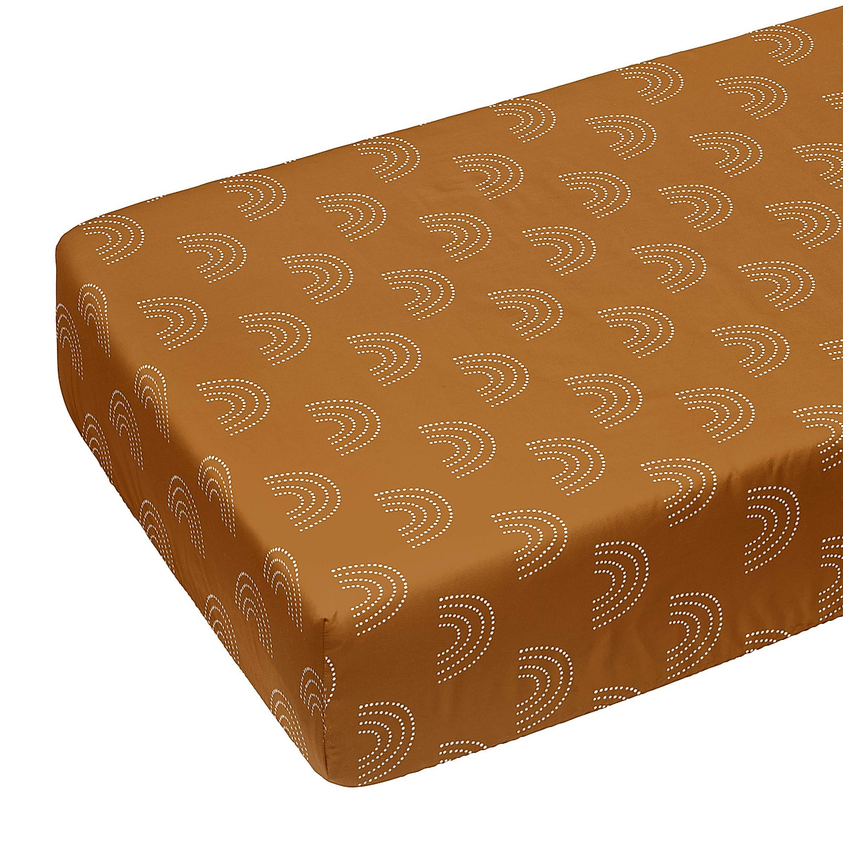 Crib Sheets for Girl - 100% Cotton Fitted Crib Sheet Set - Perfect for Baby Girls - Fits Standard Toddler Mattress (Mustard Rainbows)