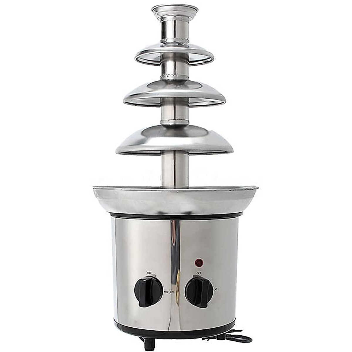 Electric Chocolate Fondue Fountain Machine Stainless Steel 4-Pound Capacity for Chocolate Candy Butter Cheese (4-Tier)