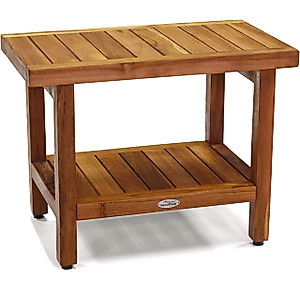 AquaTeak The Original 24" Spa Teak Shower Bench with Shelf
