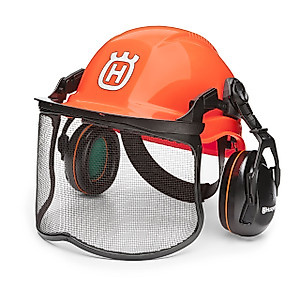 Husqvarna unisex adult 36-38 In. Orange/Gray Tech. Technical Chaps, Orange, 36 to 38-Inch US & Husqvarna 592752601 Forest Head Protection Helmet , Orange