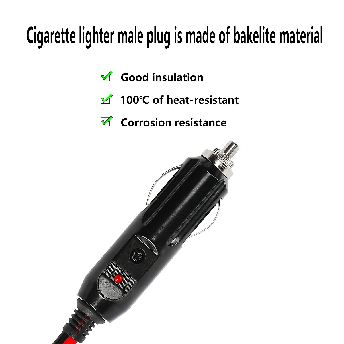 SinLoon Cigarette Lighter SAE Battery Charger Cable,12V 15A Cigarette Lighter Plug to Waterproof SAE Quick Release Adapter Extension Charging Cable with Fuse and LED Light(10FT,3 Meter)