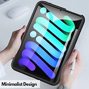 CBUS Heavy-Duty Phone Case with Built-in Screen Protector Compatible with iPad Mini 6 (2021) 6th Generation –– Full Body (Black)