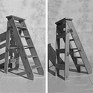 XWZJY Moveable 6 Steps Stepladder Multifunction Wooden Ladder Stool Folding Stairs Chair for Living Room/Kitchen/Balcony/Courtyard,Height 120cm,Load Bearing 150kg